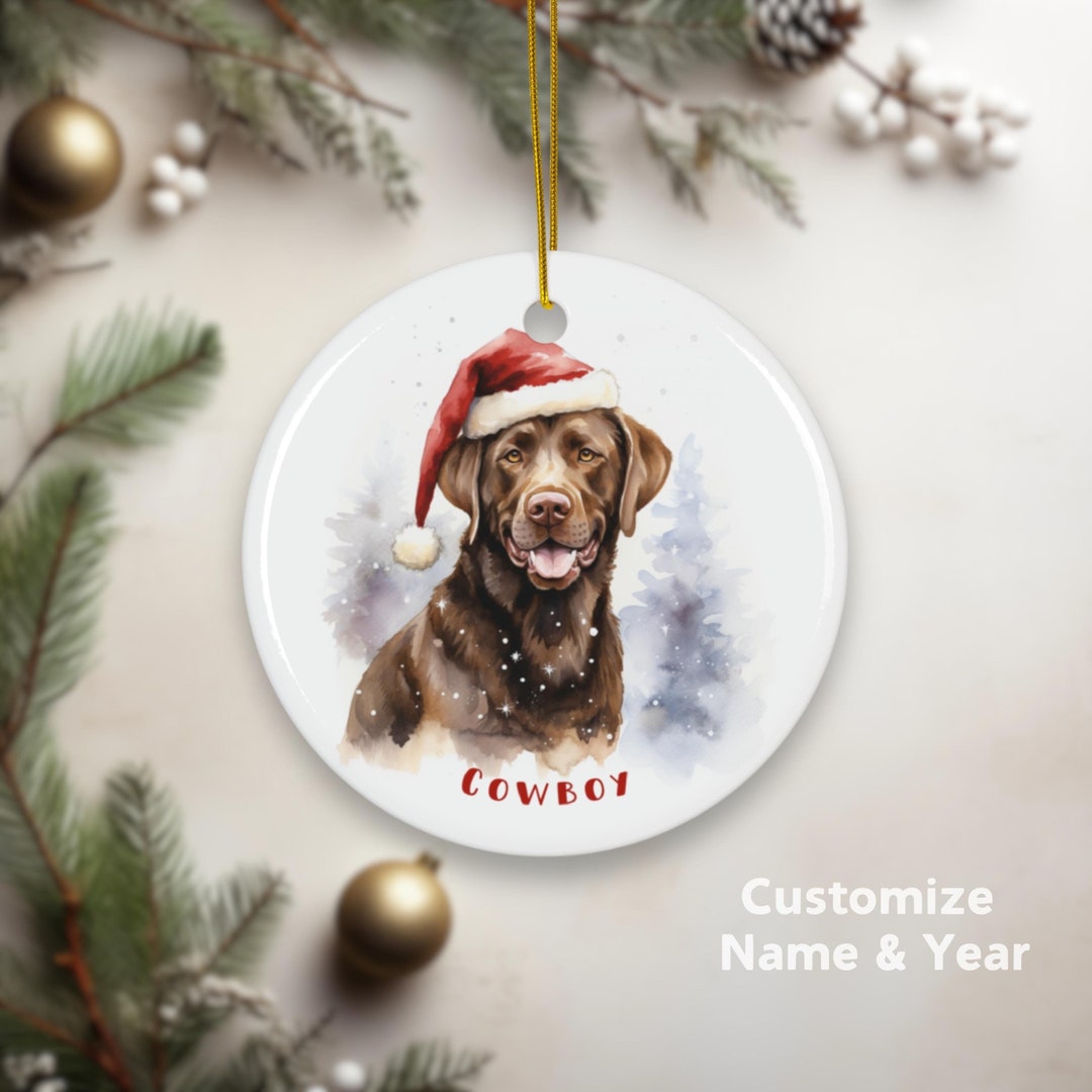 Labrador Christmas Ornament, Personalized Chocolate Lab Ornament, Lab ...