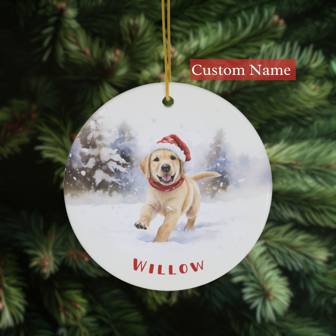 Custom Lab Puppy Christmas Ornament, Yellow Lab Personalized Ornament ...
