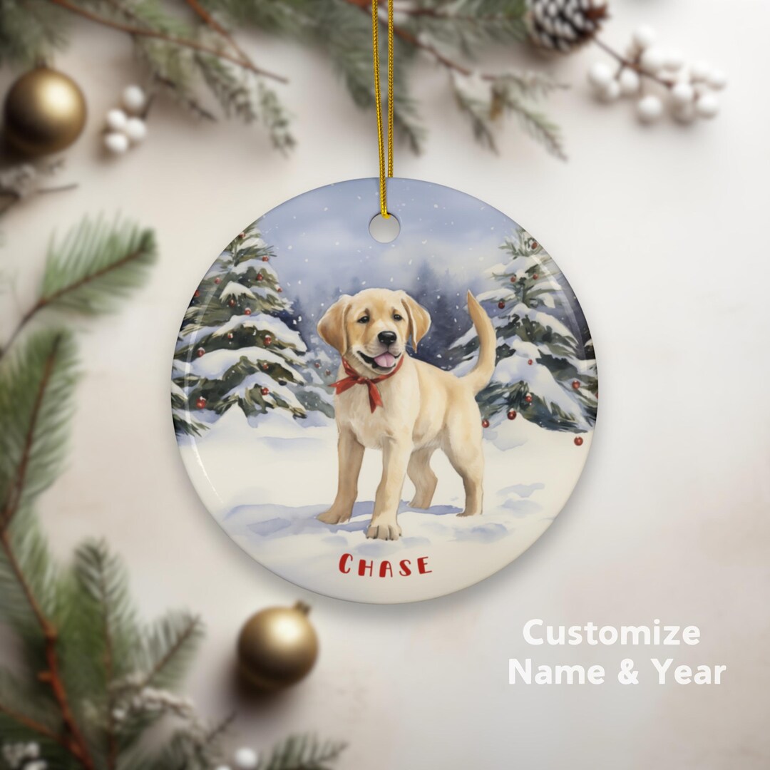 Custom Yellow Labrador Ornament, Personalized Yellow Lab Puppy Ornament ...