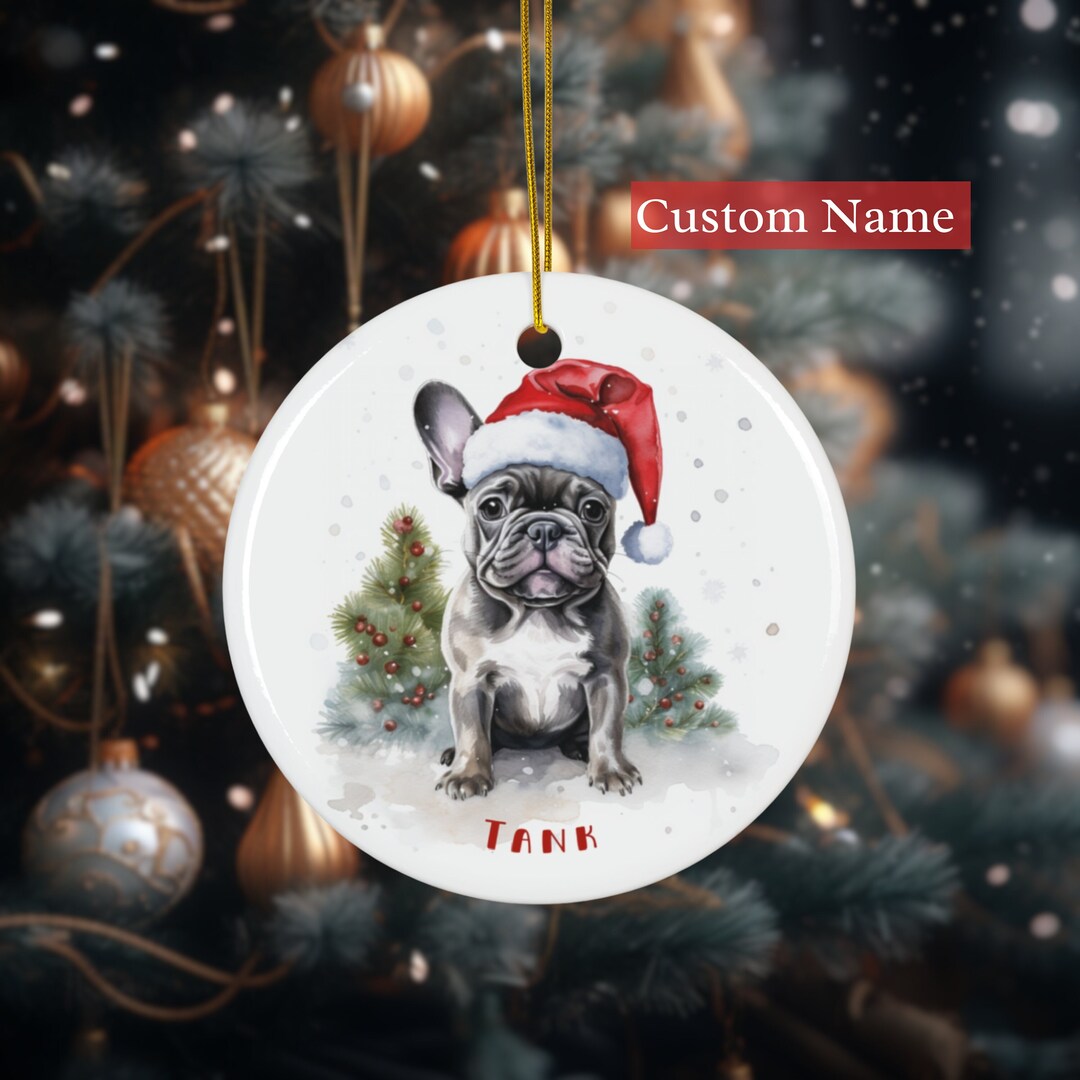 Custom French Bulldog Christmas Ornament, Personalized Silver Frenchie ...
