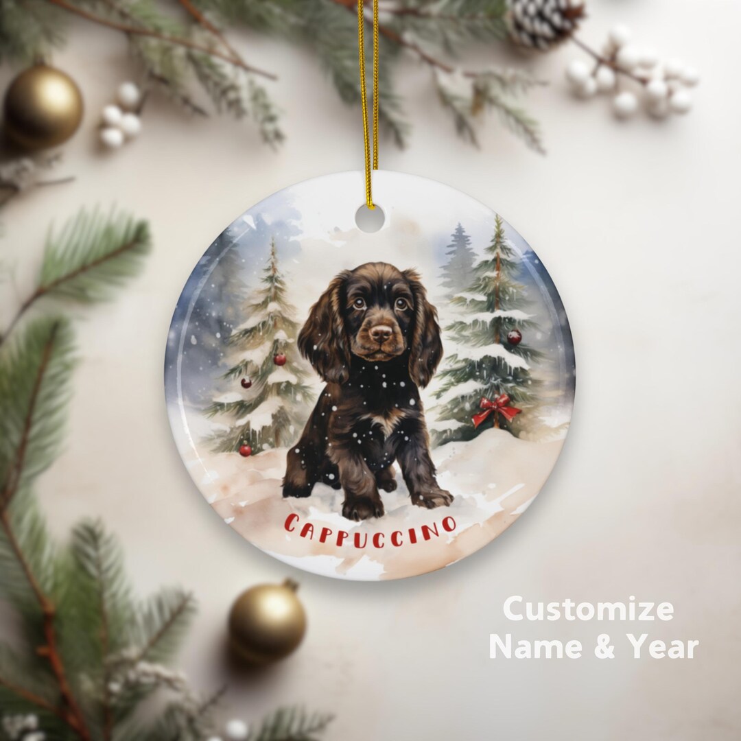 Brown Cocker Spaniel Christmas Ornament, Personalized Spaniel Ornament ...