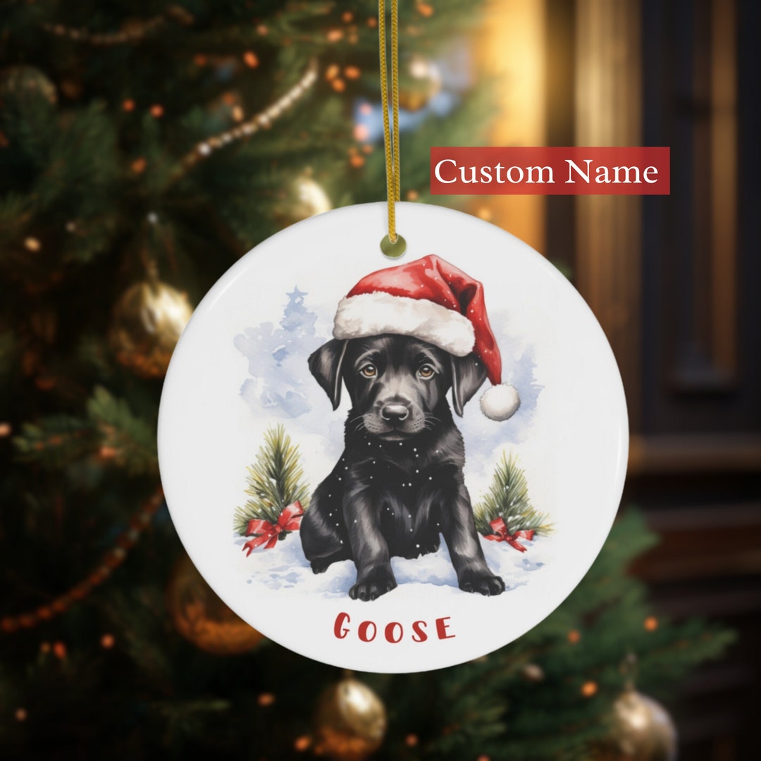 Custom Black Lab Ornament, Black Lab Puppy, Black Lab Christmas ...