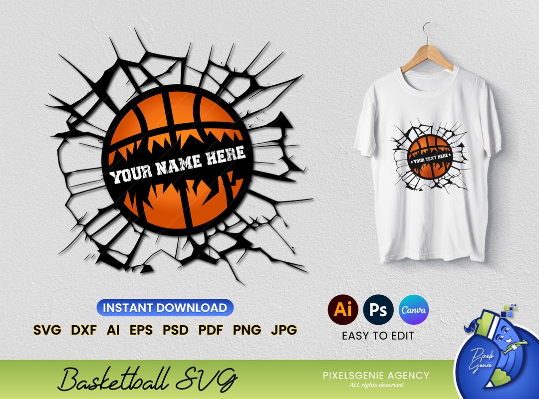 Basketball SVG, Split Name Frame Svg, Basketball Svg File for Cricut ...