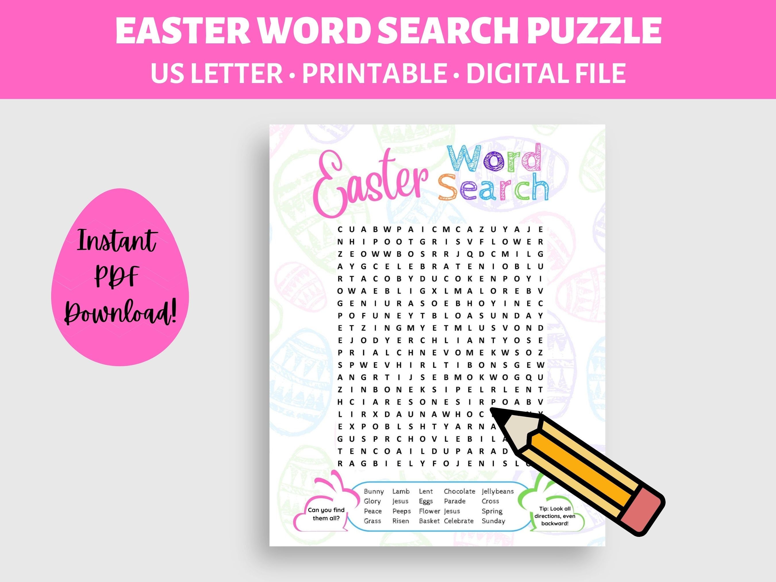 Easter Word Search Puzzle Printable - Etsy