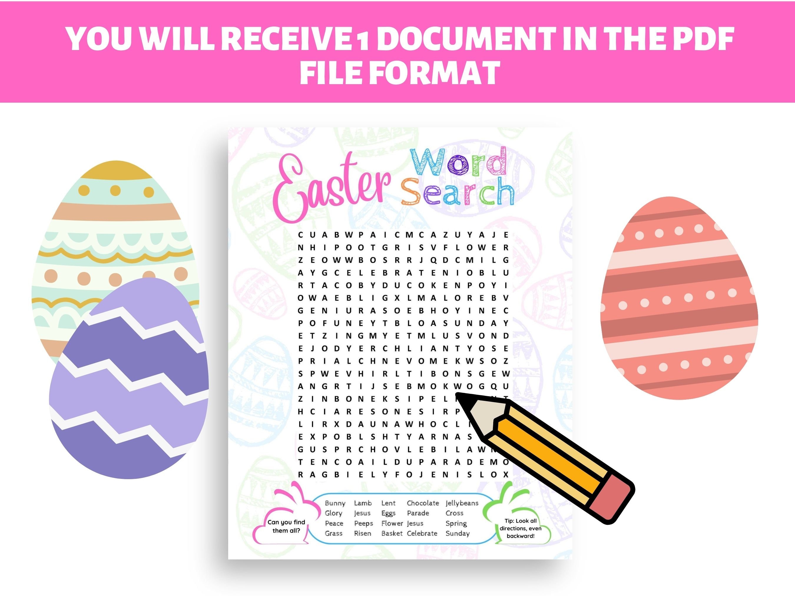 Easter Word Search Puzzle Printable - Etsy