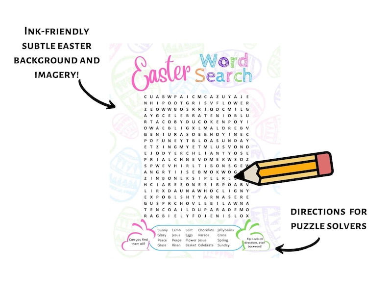 Easter Word Search Puzzle Printable - Etsy
