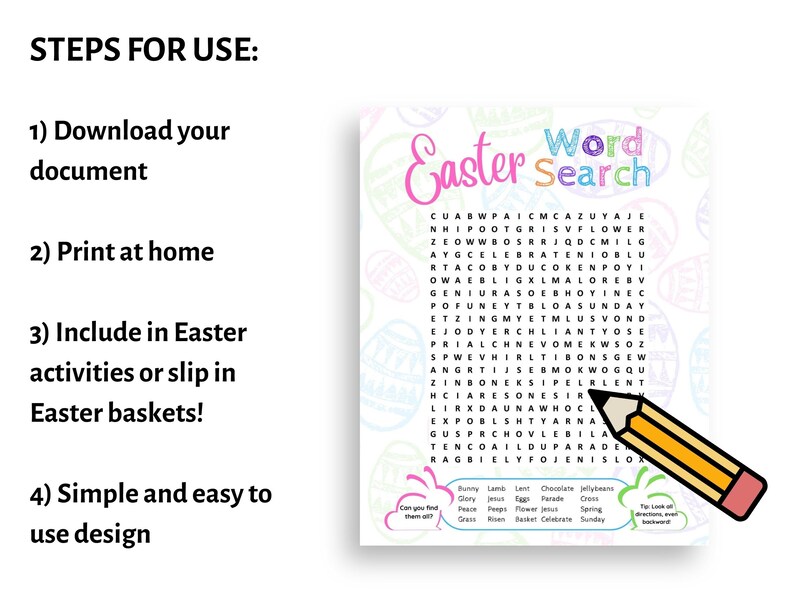 Easter Word Search Puzzle Printable - Etsy