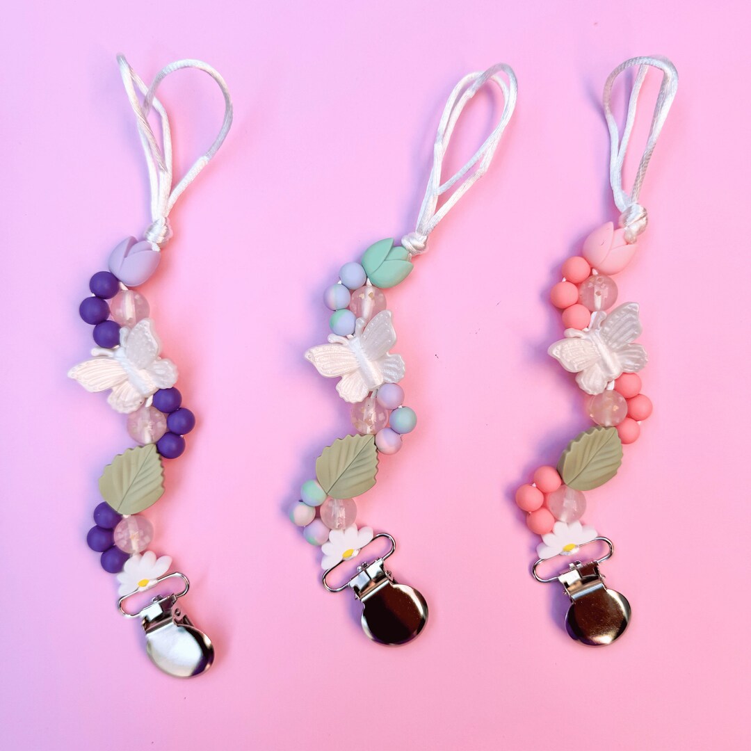 Butterfly Garden Pacifier Clip, Flower Pacifier Clip, Pacifier Clip ...