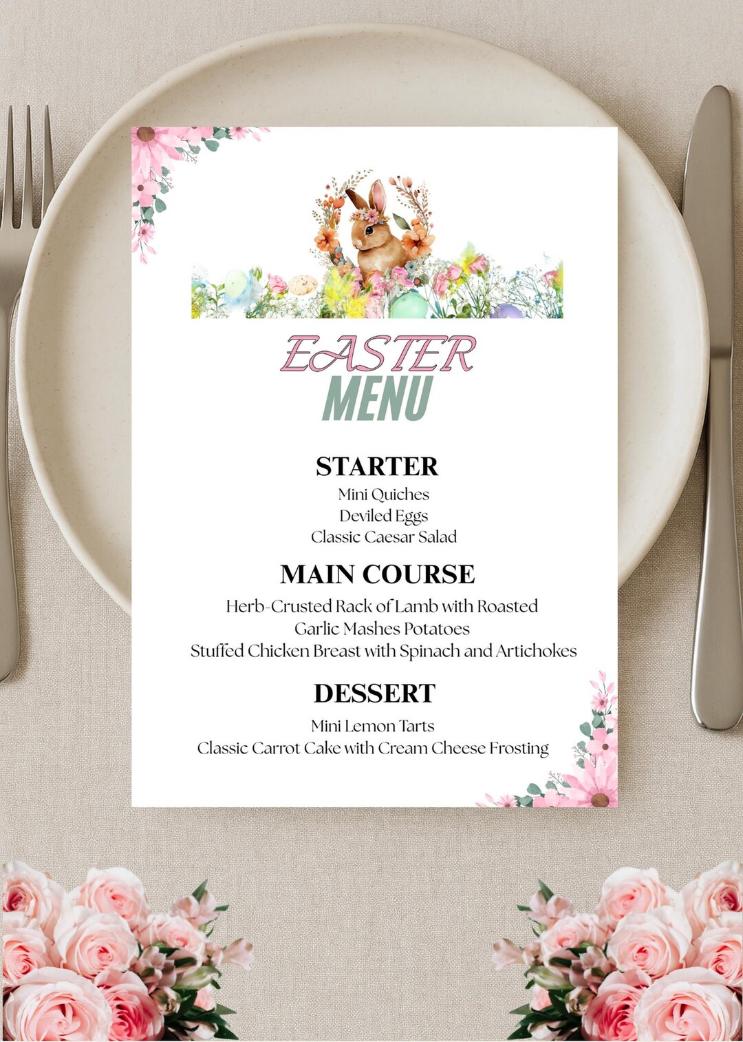 Printable Easter Menu Template, Editable Easter Brunch Menu, Easter ...
