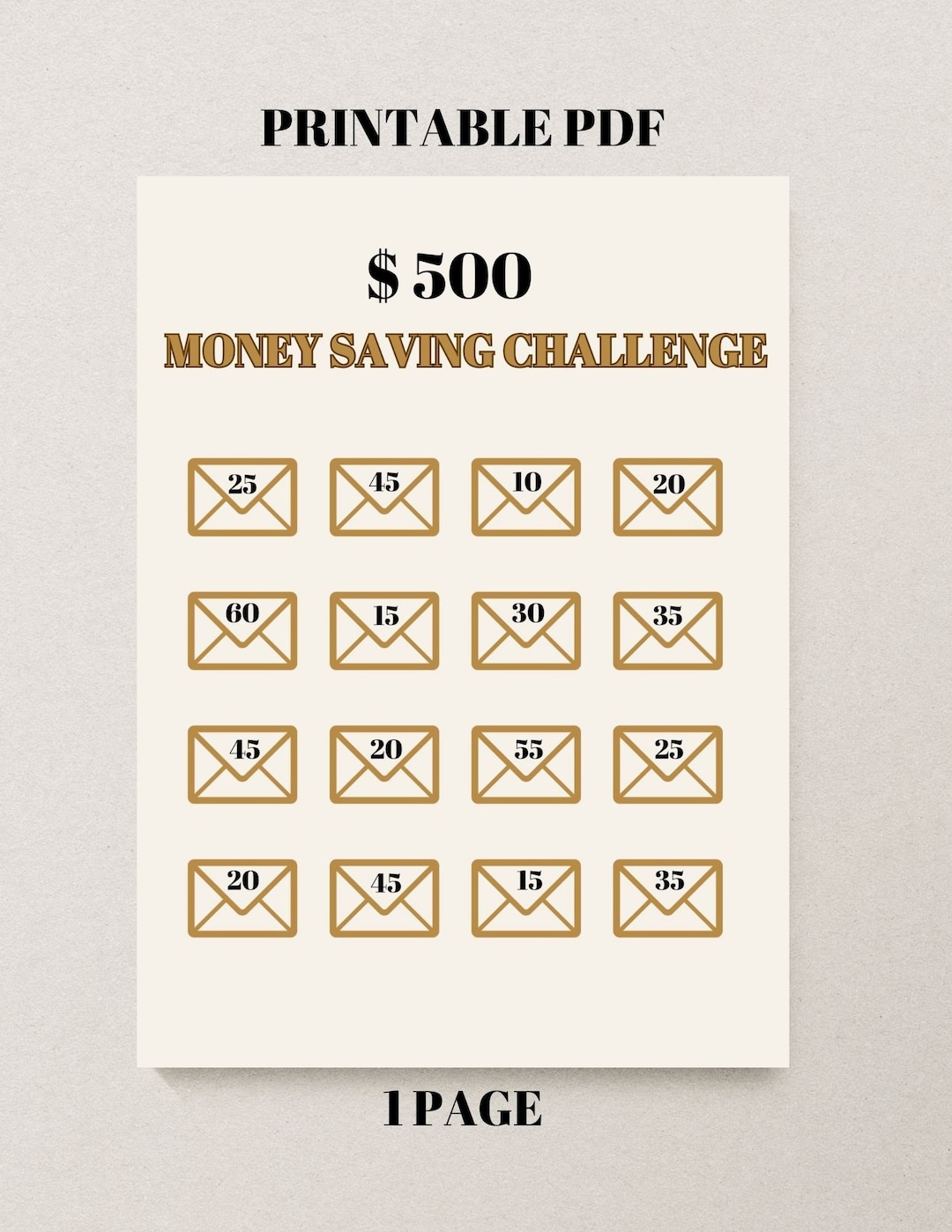 500 Money Saving Challenge, Printable, Digital Download,envelope ...