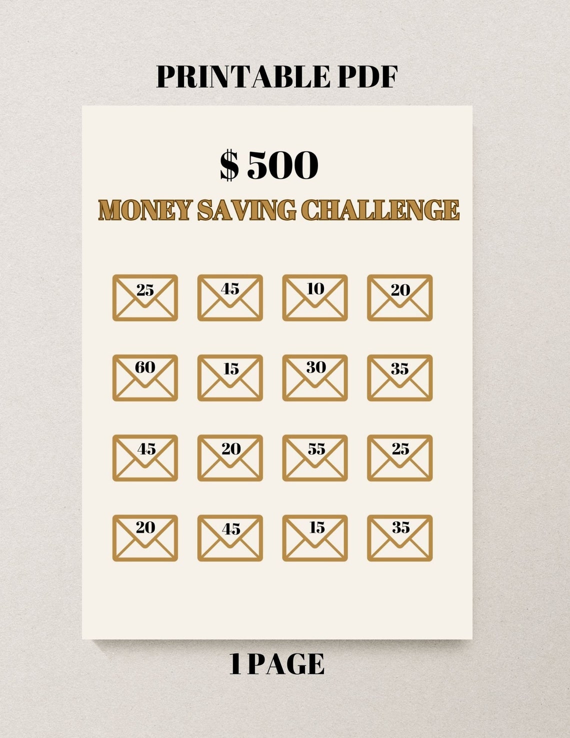500 Money Saving Challenge, Printable, Digital Download,envelope ...