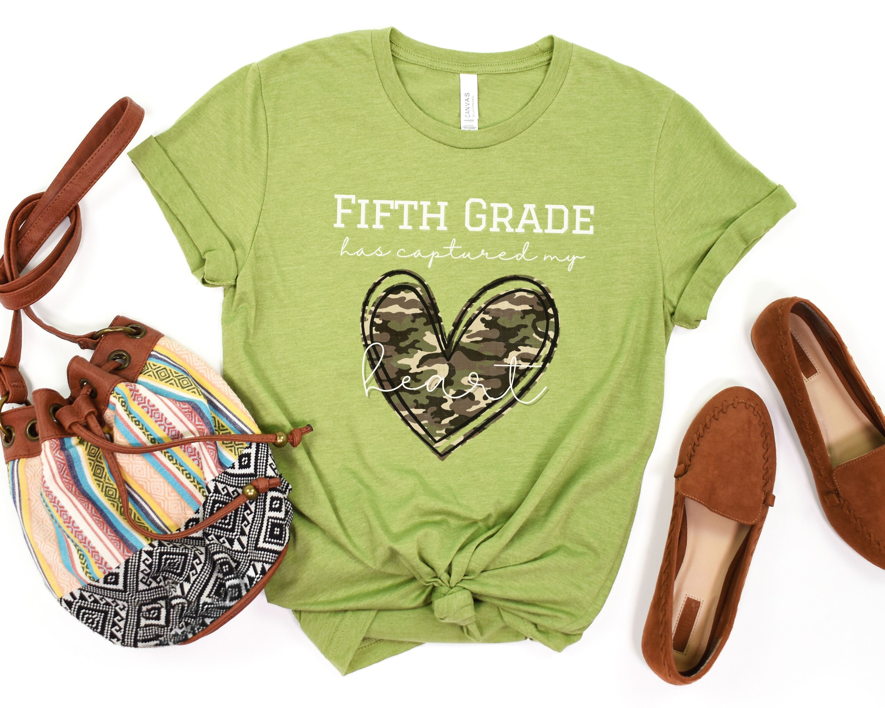 Camouflage Heart Fifth Grade Shirt, School Camo Shirt, Gift for 5th ...