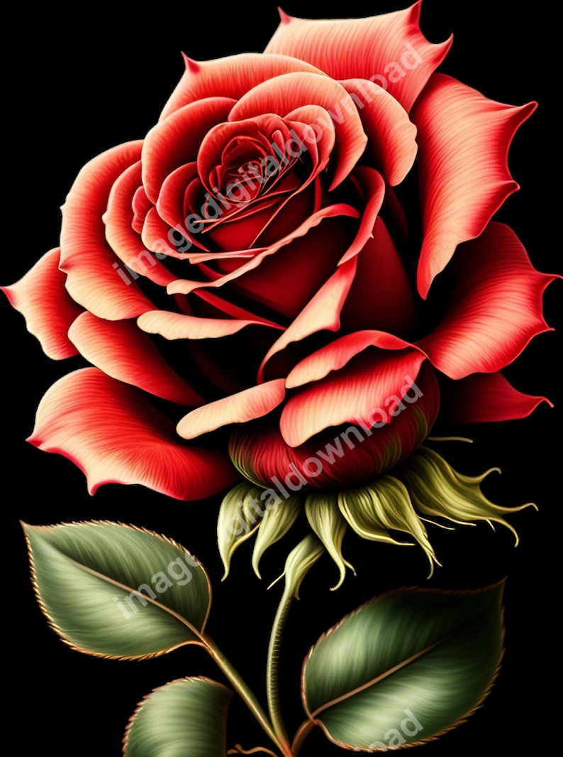 Red Rose on the Background and Without Background Jpg and Png - Etsy Canada