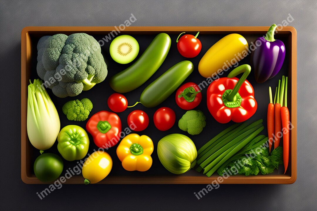 Bright Colored Vegetables on a Platter, Digital Art Print, AI Generated ...