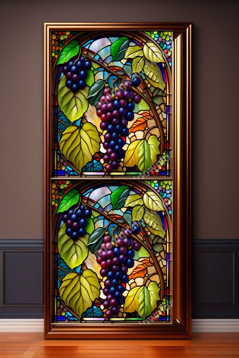 Digital Image Stained Glass Window Grapevine. AI Generated, High ...