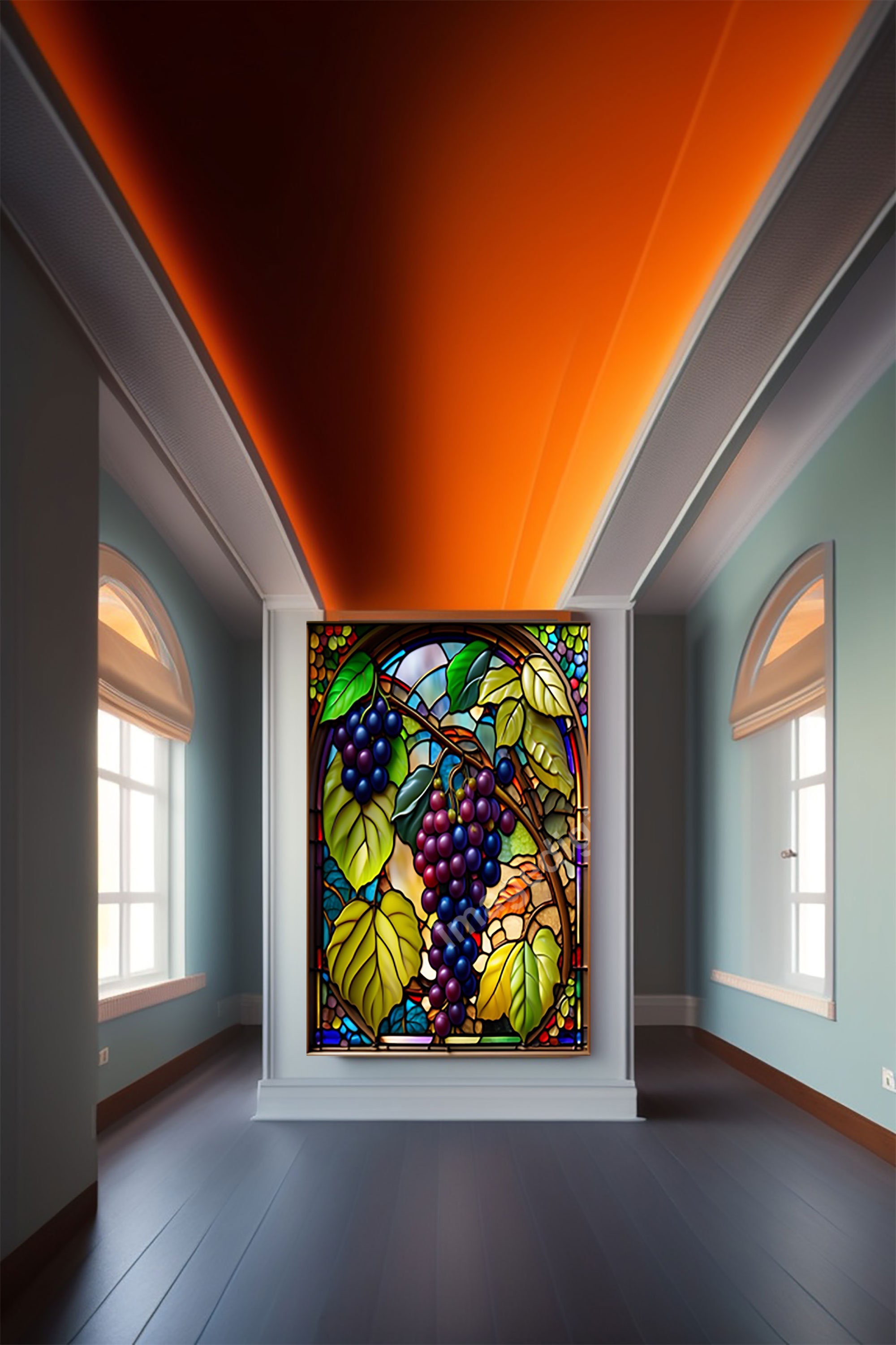 Digital Image Stained Glass Window Grapevine. AI Generated, High ...