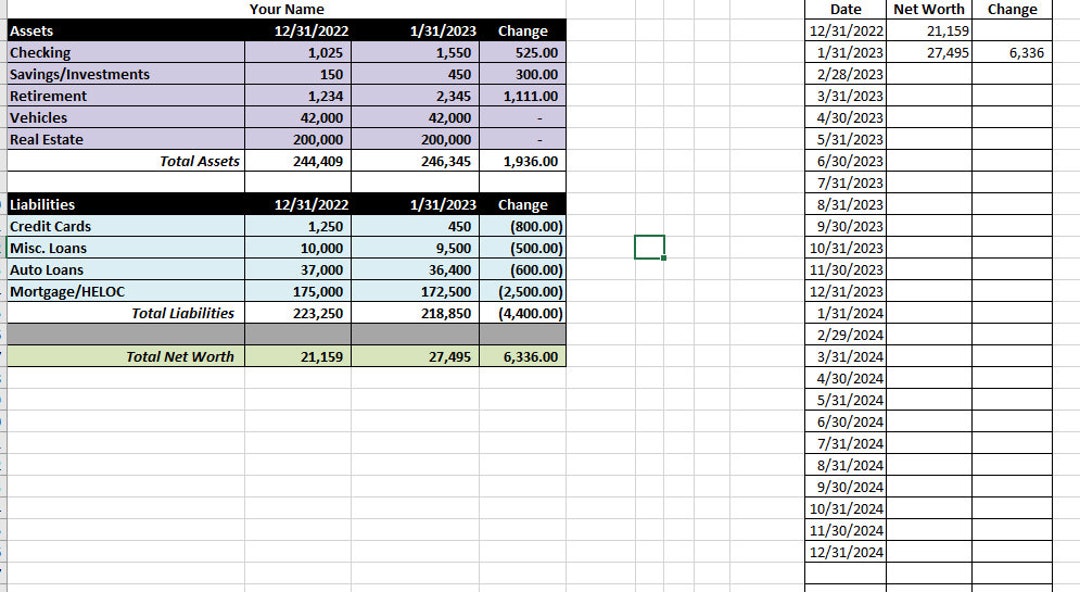 Simple Net Worth Tracker - Etsy
