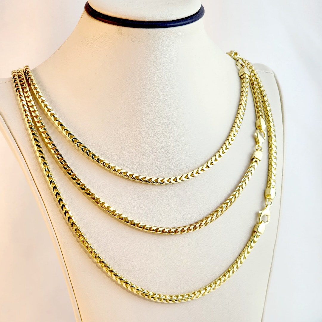 Solid Franco Chain, Square Box Link Long and Heavy Silver Necklace ...