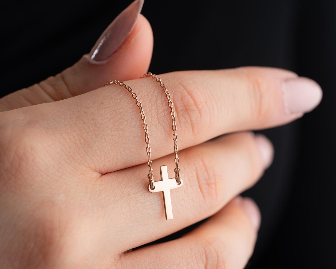 Dainty Cross Necklace , Solid Silver Cross Chain, Small Cross Pendant ...