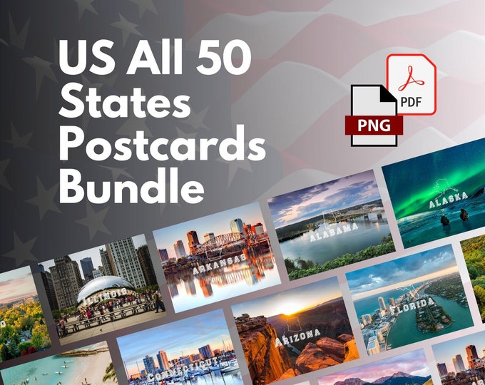 U.S. State Map Postcard Set of 50. Postcards Variety Pack. Post Cards ...