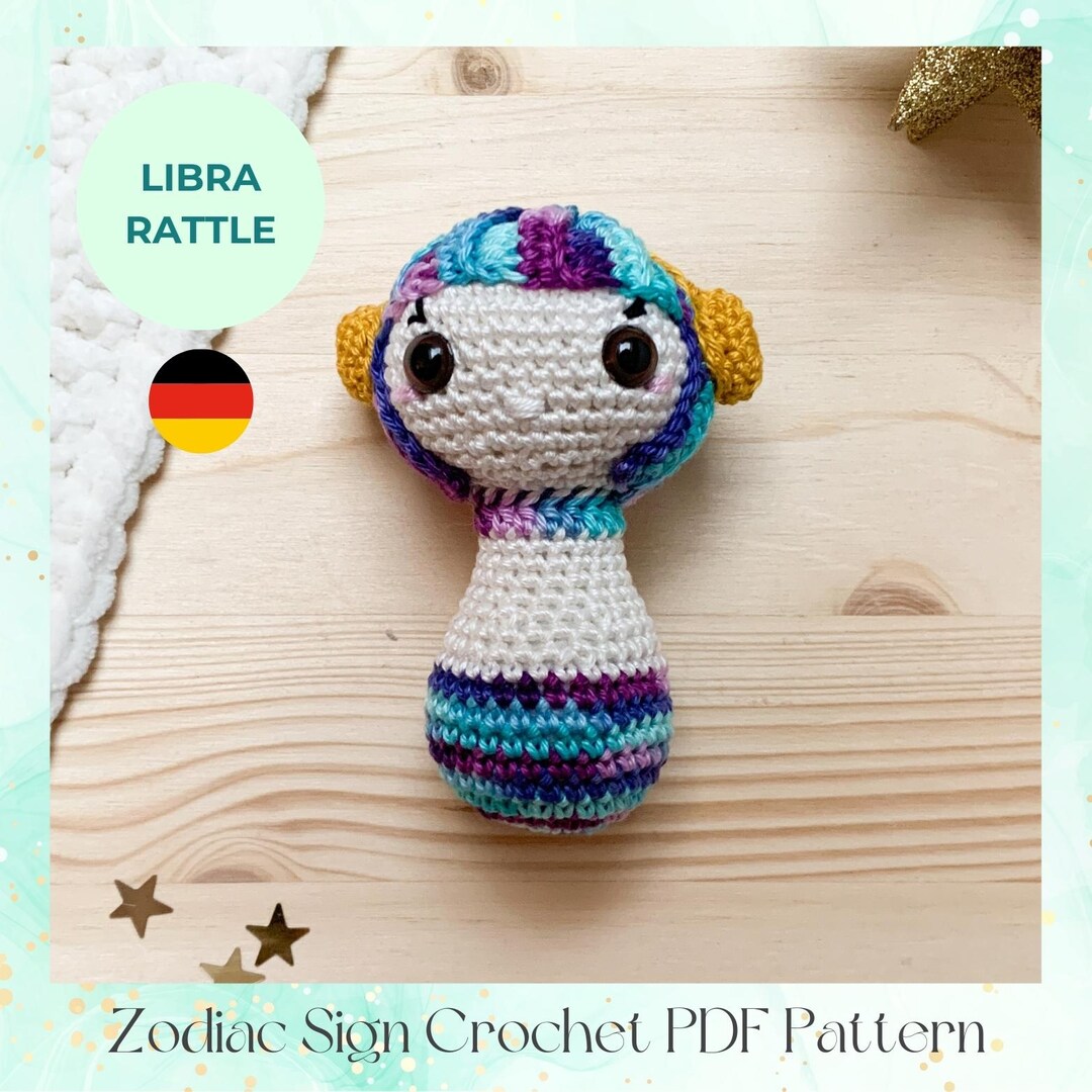 Libra Rattle Crochet Pattern // Homemade Easy Toy Gift for Baby Zodiac ...