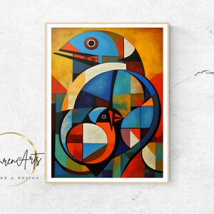 Abstract Colorful Bird Printable Wall Art - Abstract Cubism Style Art ...