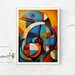 Abstract Colorful Bird Printable Wall Art Abstract Cubism Style Art ...