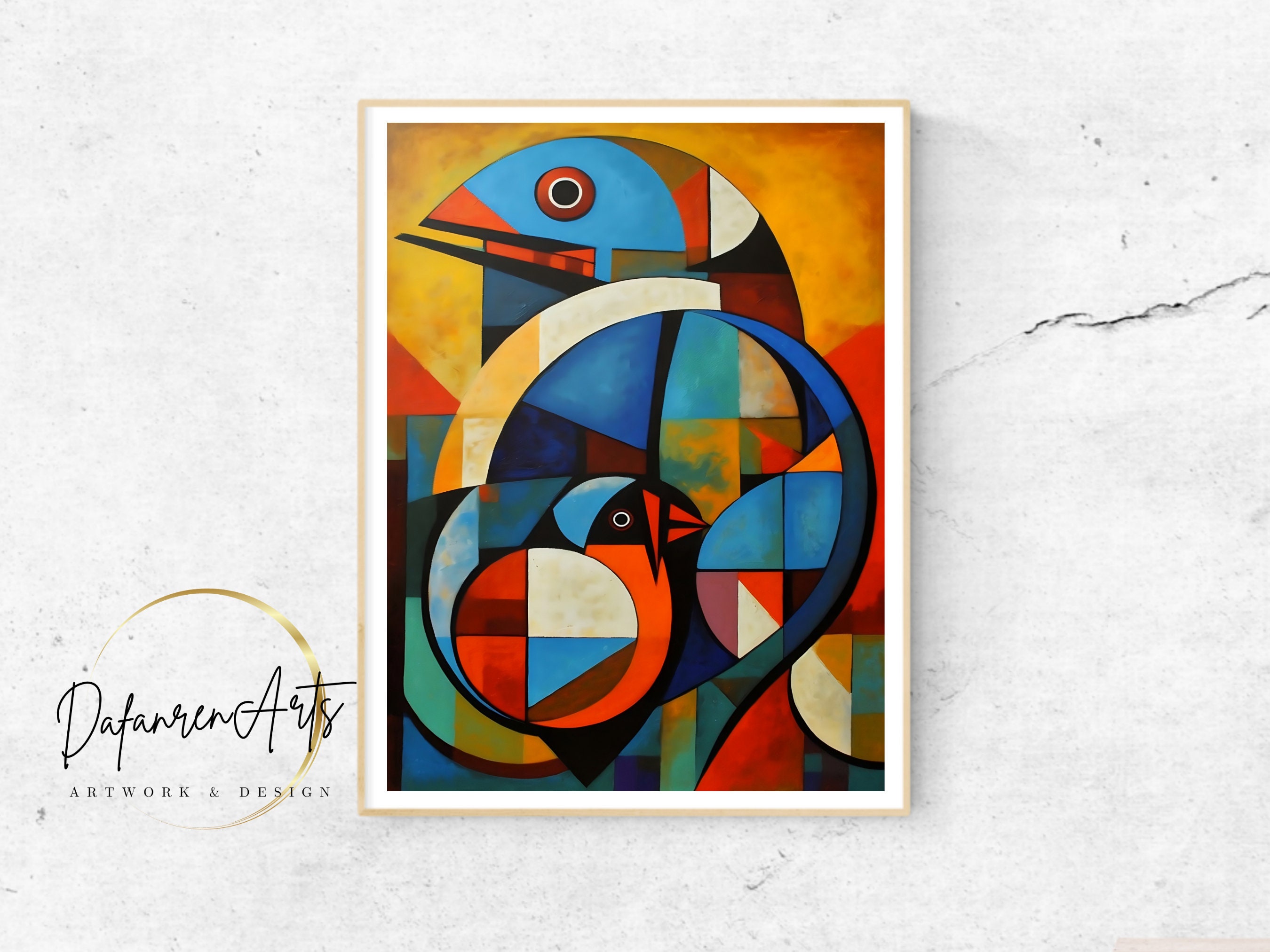 Abstract Colorful Bird Printable Wall Art Abstract Cubism Style Art ...
