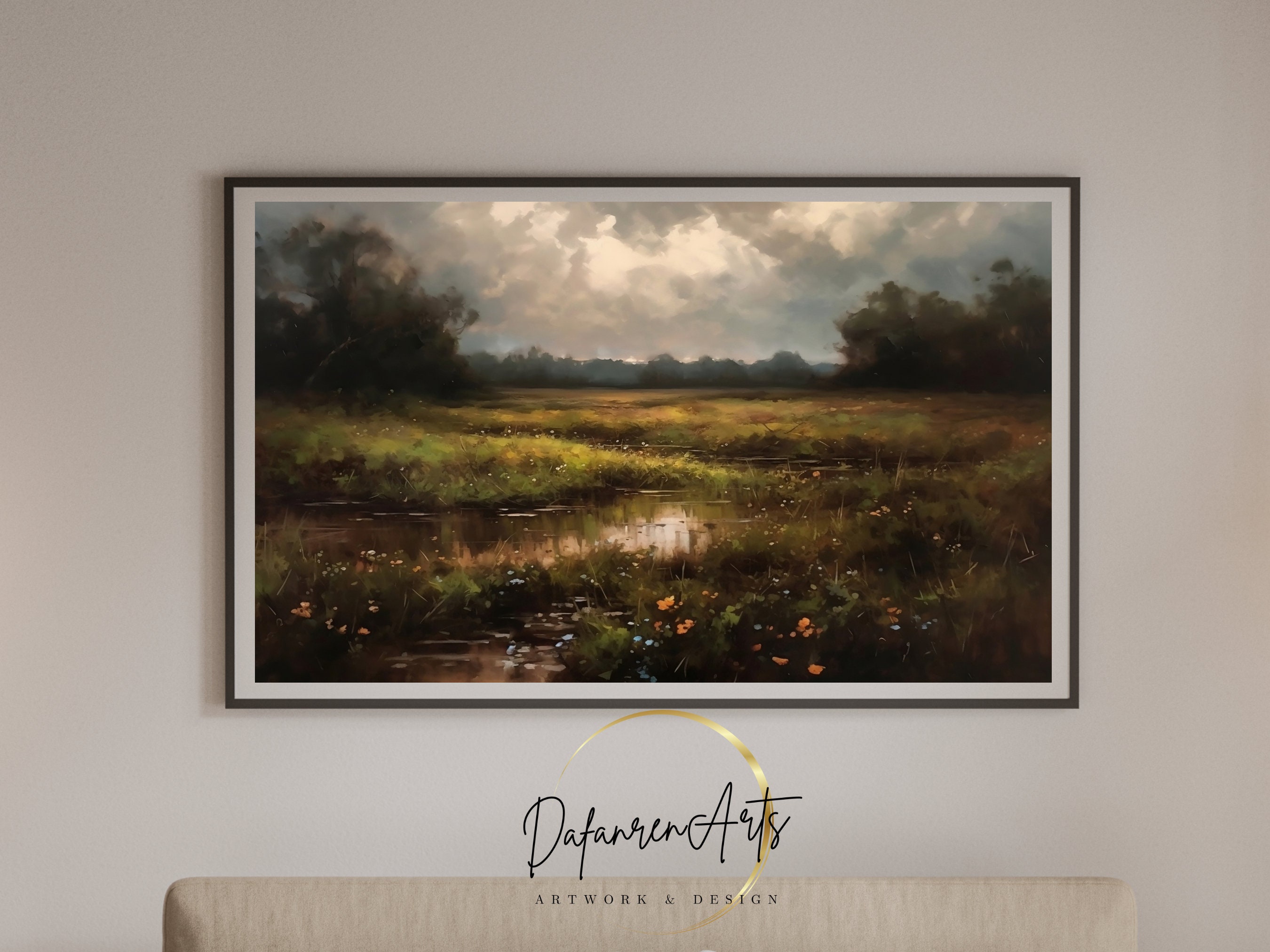 Printable Wildflower Marsh Wall Art for Living Room Impressionism Style ...
