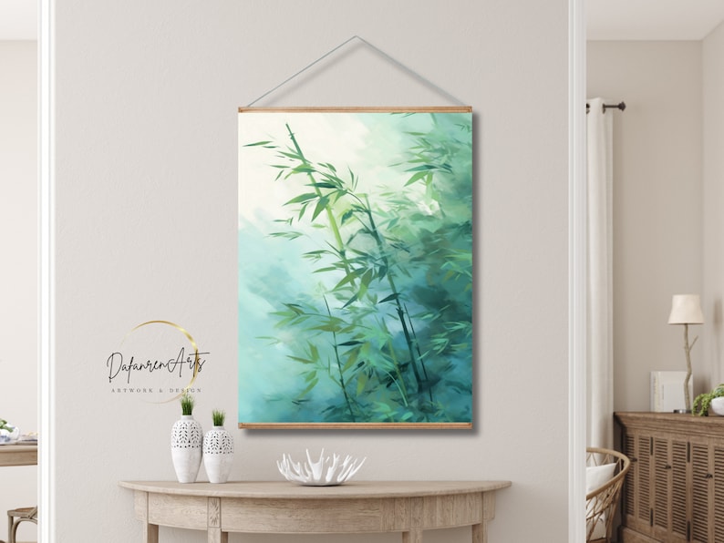Bamboo Tree Art Print With Hanger for Living Room Traditional Japanese ...