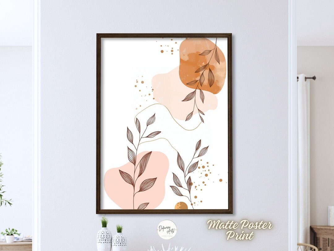Boho Leaves Pastel Colors Premium Matte Paper Poster Print Wall Art ...