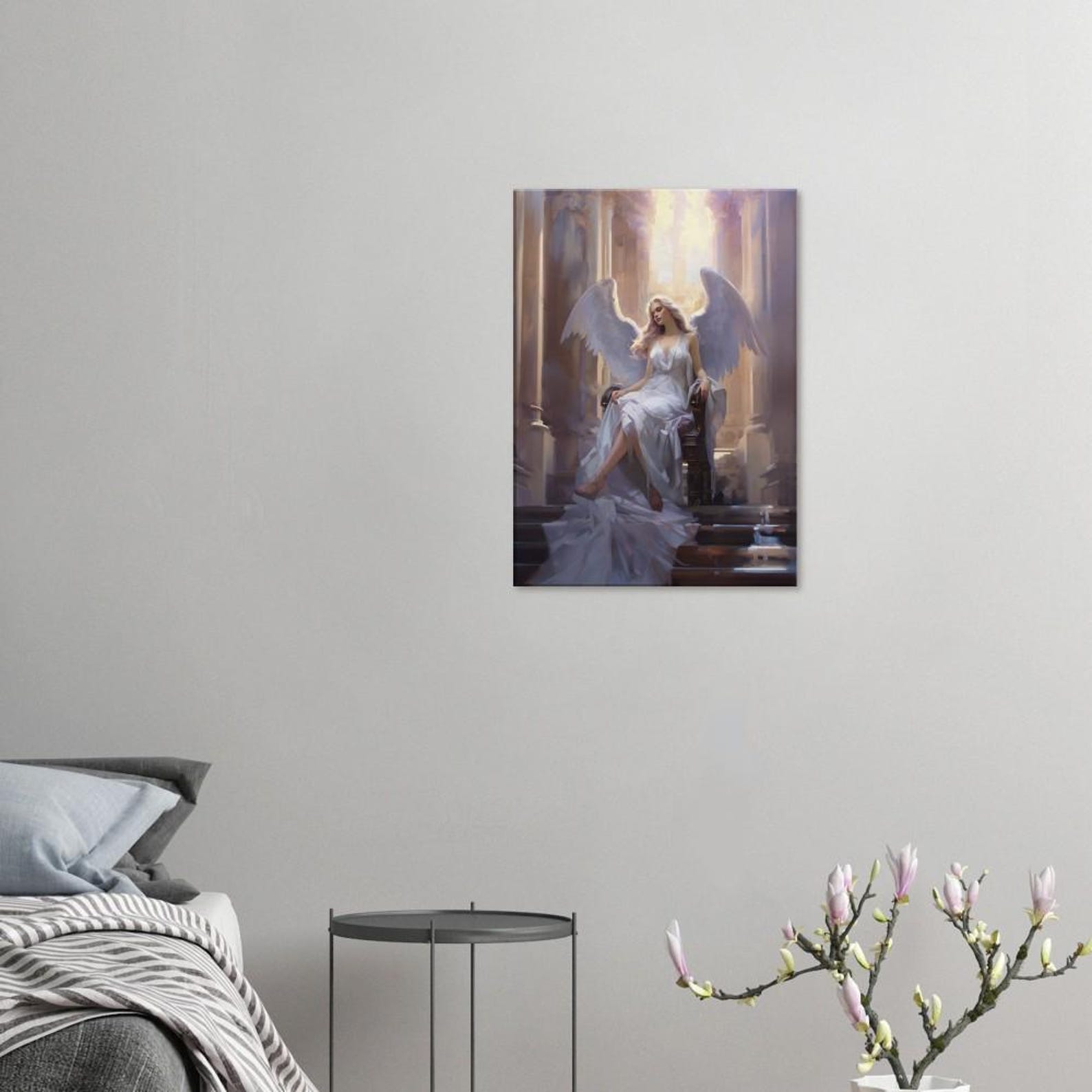 Angel on Throne Canvas Print Wall Art for Living Room Impressionism ...