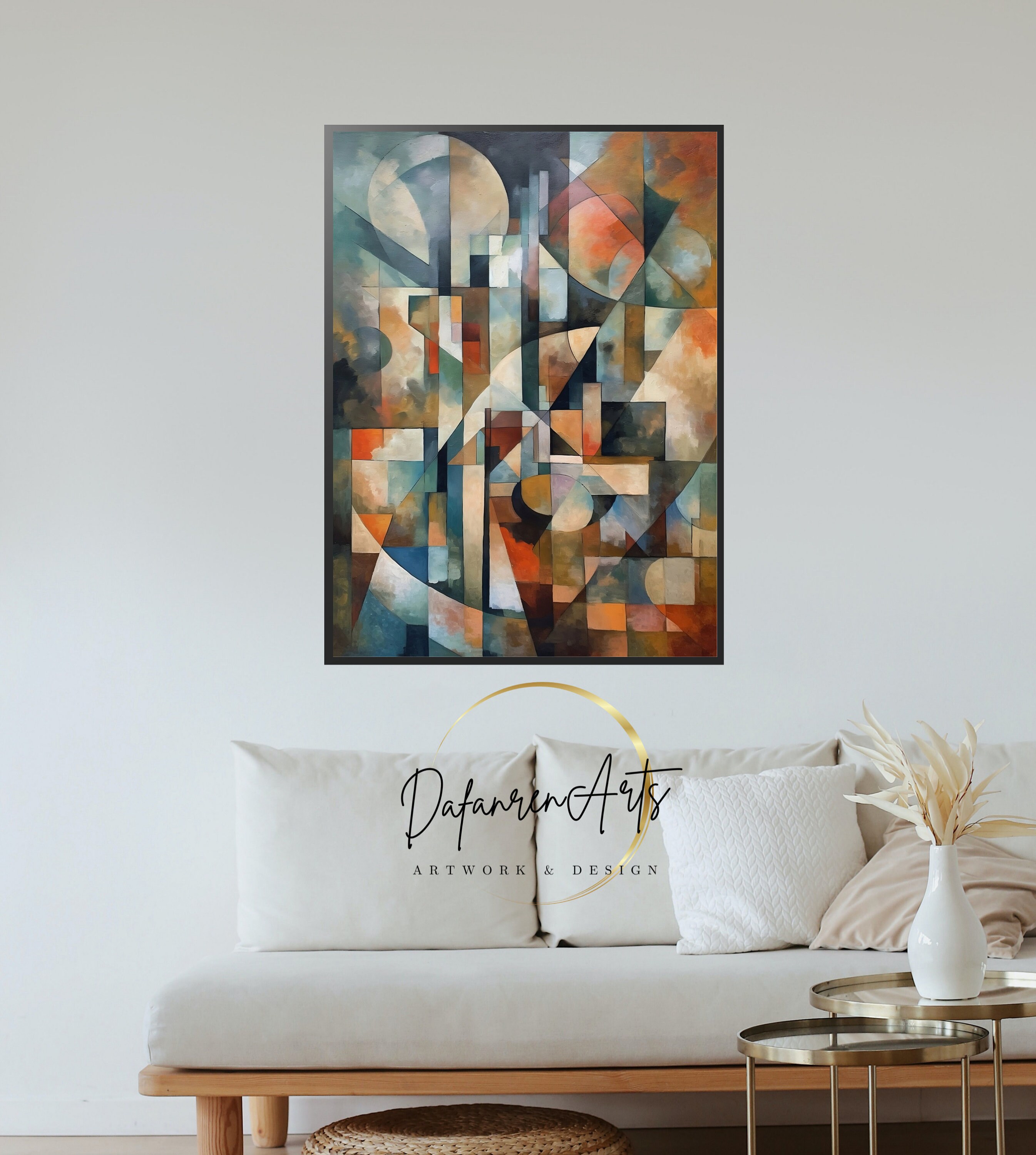 Abstract Muted Color Cubism Printable Wall Art - Cubism Style Art Soft ...