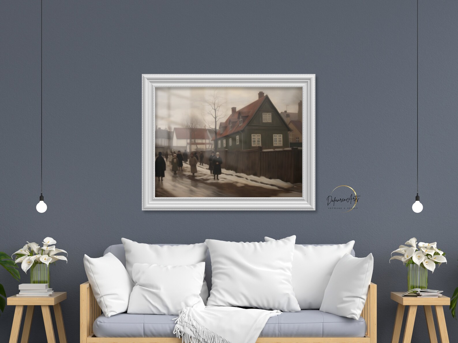 Neighborhood Stroll Printable Wall Art - Muted Color Houses Building ...