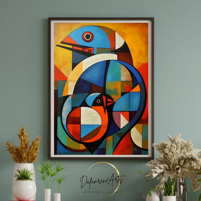 Abstract Colorful Bird Printable Wall Art Abstract Cubism Style Art ...