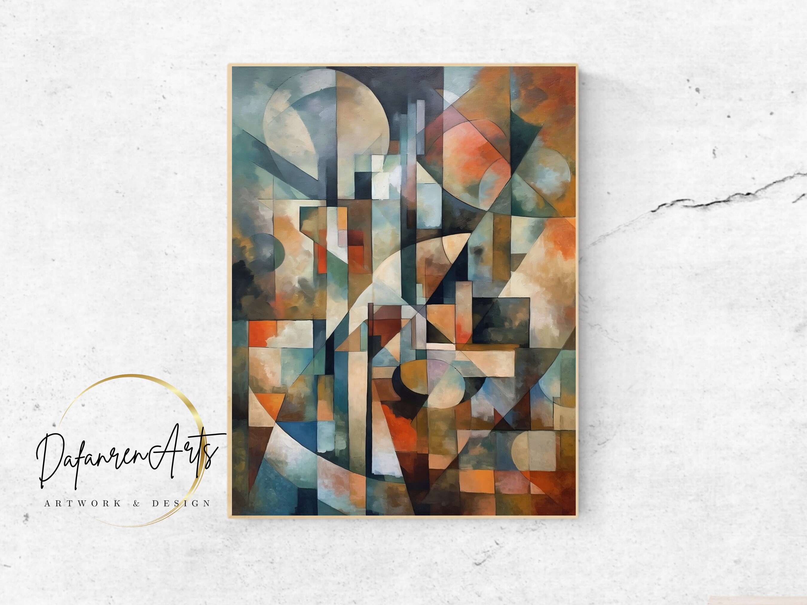 Abstract Muted Color Cubism Printable Wall Art - Cubism Style Art Soft ...