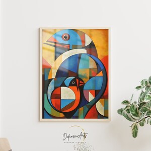 Abstract Colorful Bird Printable Wall Art - Abstract Cubism Style Art ...