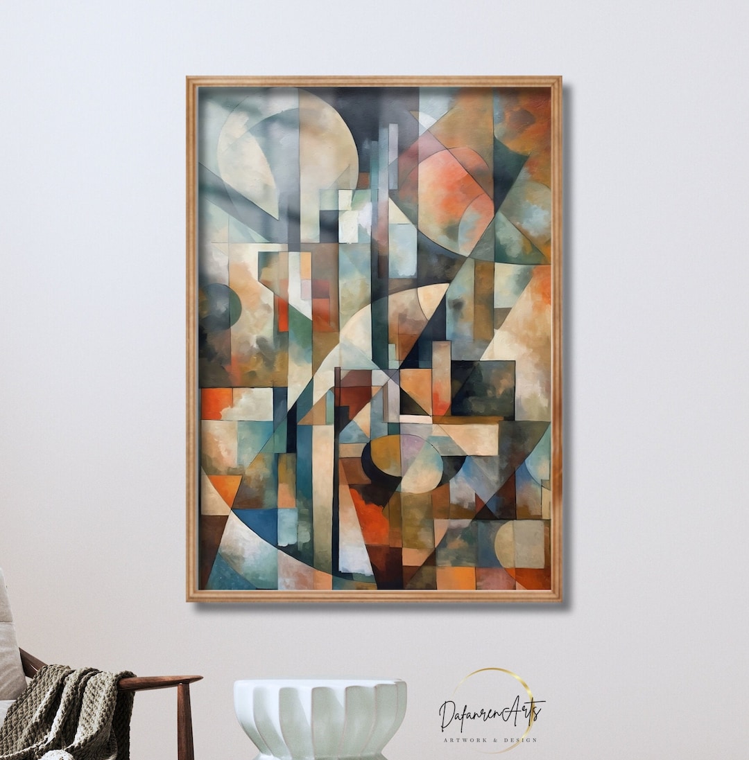 Abstract Muted Color Cubism Printable Wall Art - Cubism Style Art Soft ...
