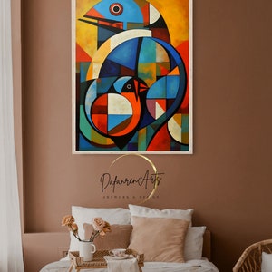 Abstract Colorful Bird Printable Wall Art - Abstract Cubism Style Art ...