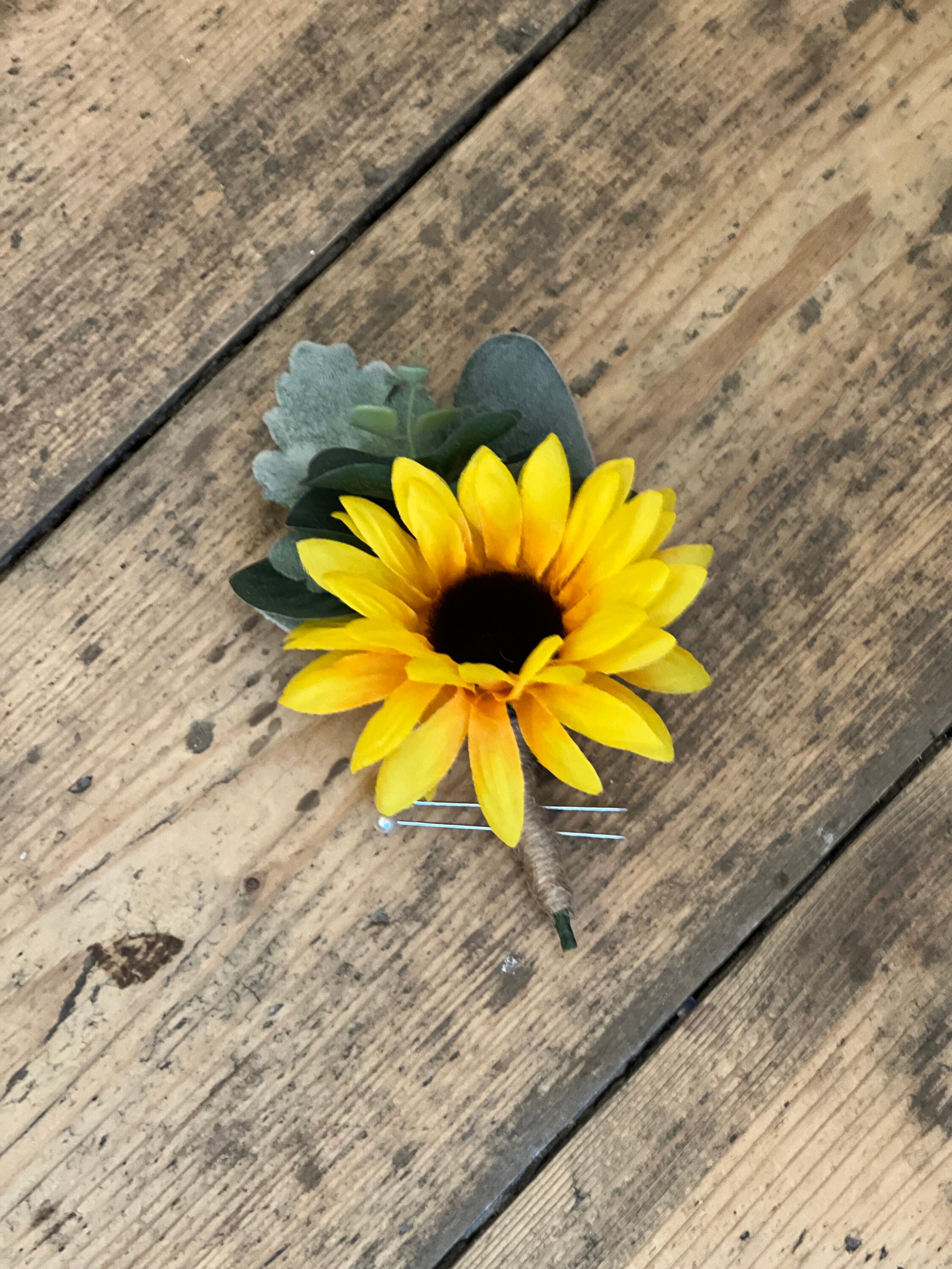 Artificial Sunflower Buttonhole, Artificial Flower Wedding Buttonhole ...