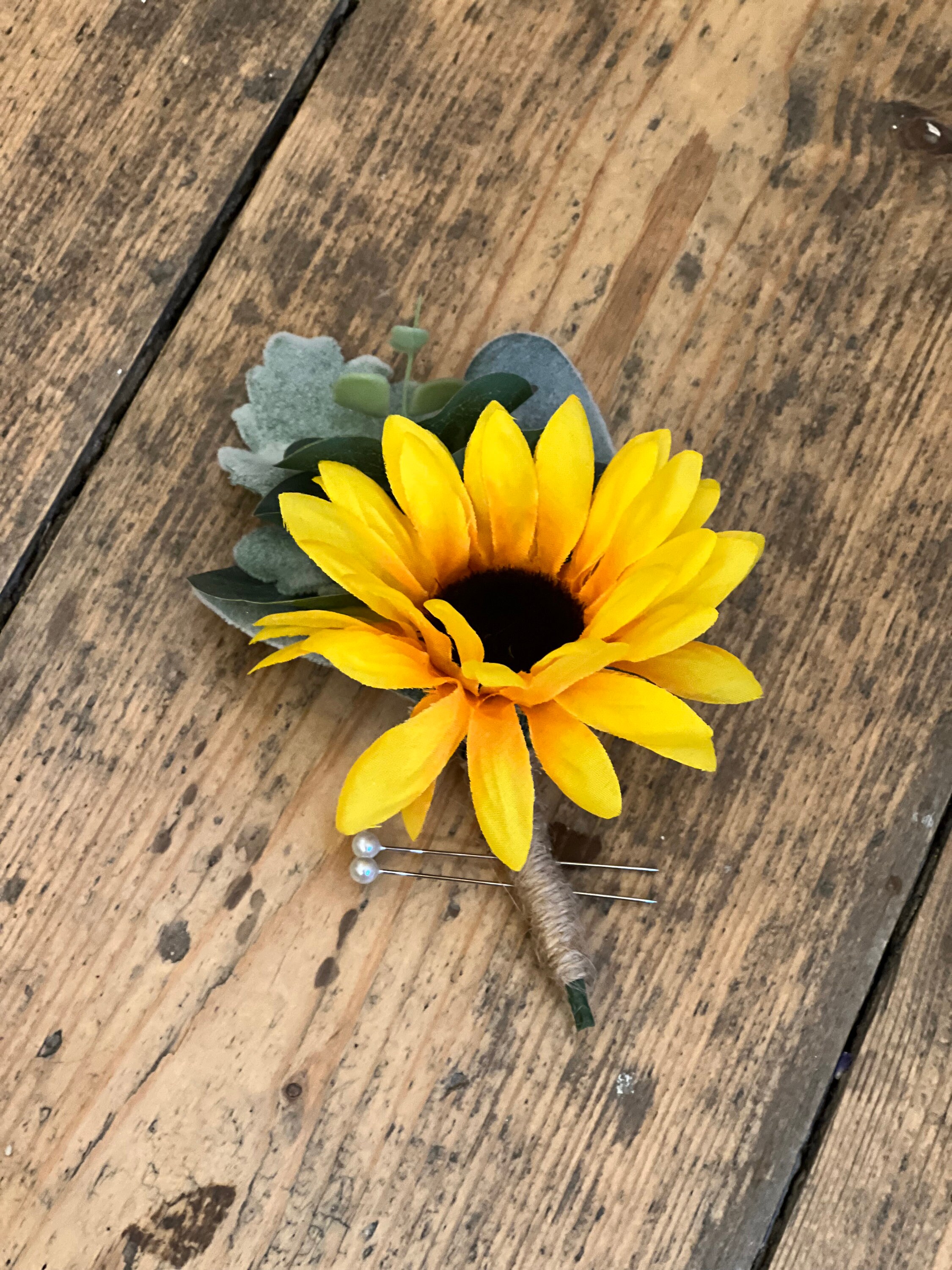 Artificial Sunflower Buttonhole, Artificial Flower Wedding Buttonhole ...