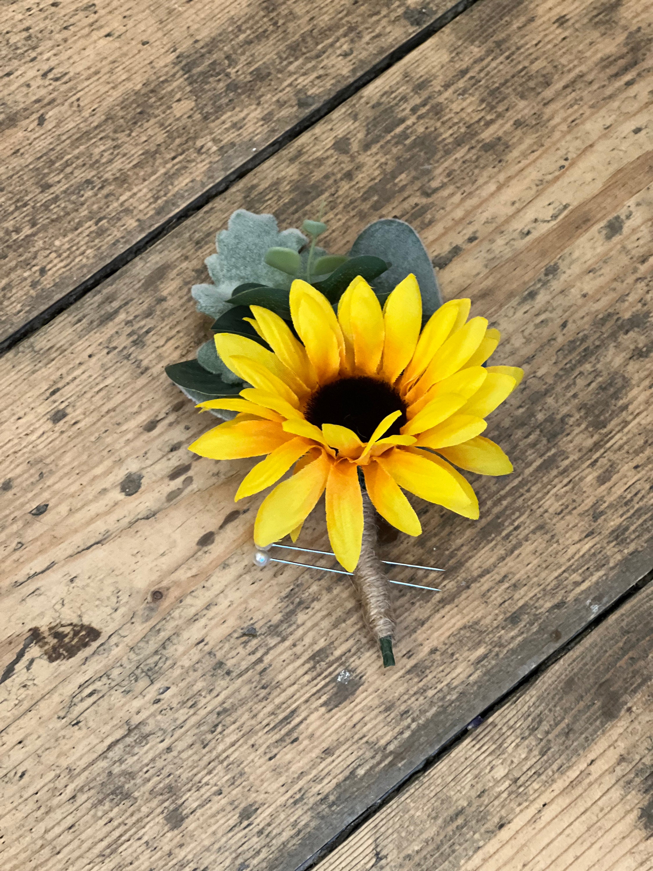 Artificial Sunflower Buttonhole, Artificial Flower Wedding Buttonhole ...