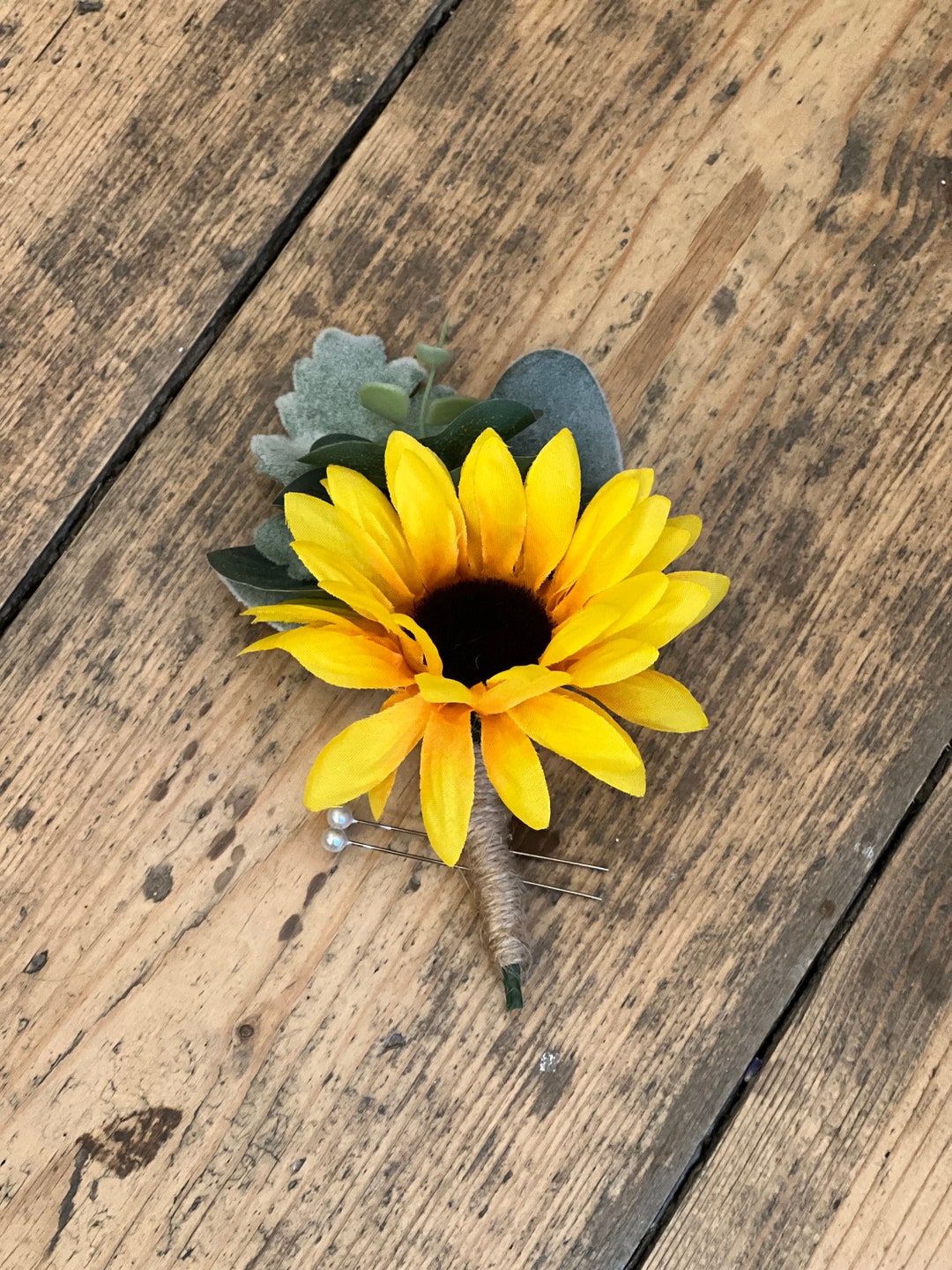 Artificial Sunflower Buttonhole, Artificial Flower Wedding Buttonhole ...