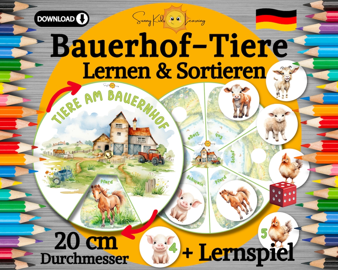 Bauernhof Tiere Lernen, Drehscheibe Bauernhof Druckbar, Flash Cards ...