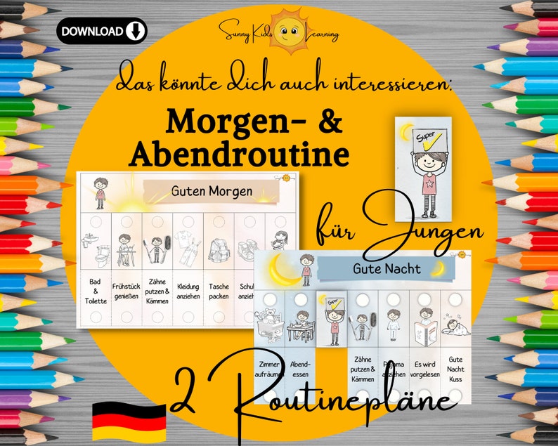 Morgen Und Abendroutine Kind, Routineplaner Für Kinder, Morgenroutine ...