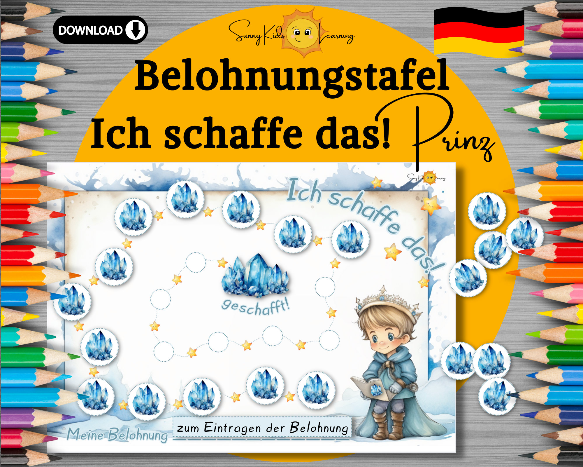 Belohnungstafel Kinder, Belohnungsplan Deutsch, Digitale ...