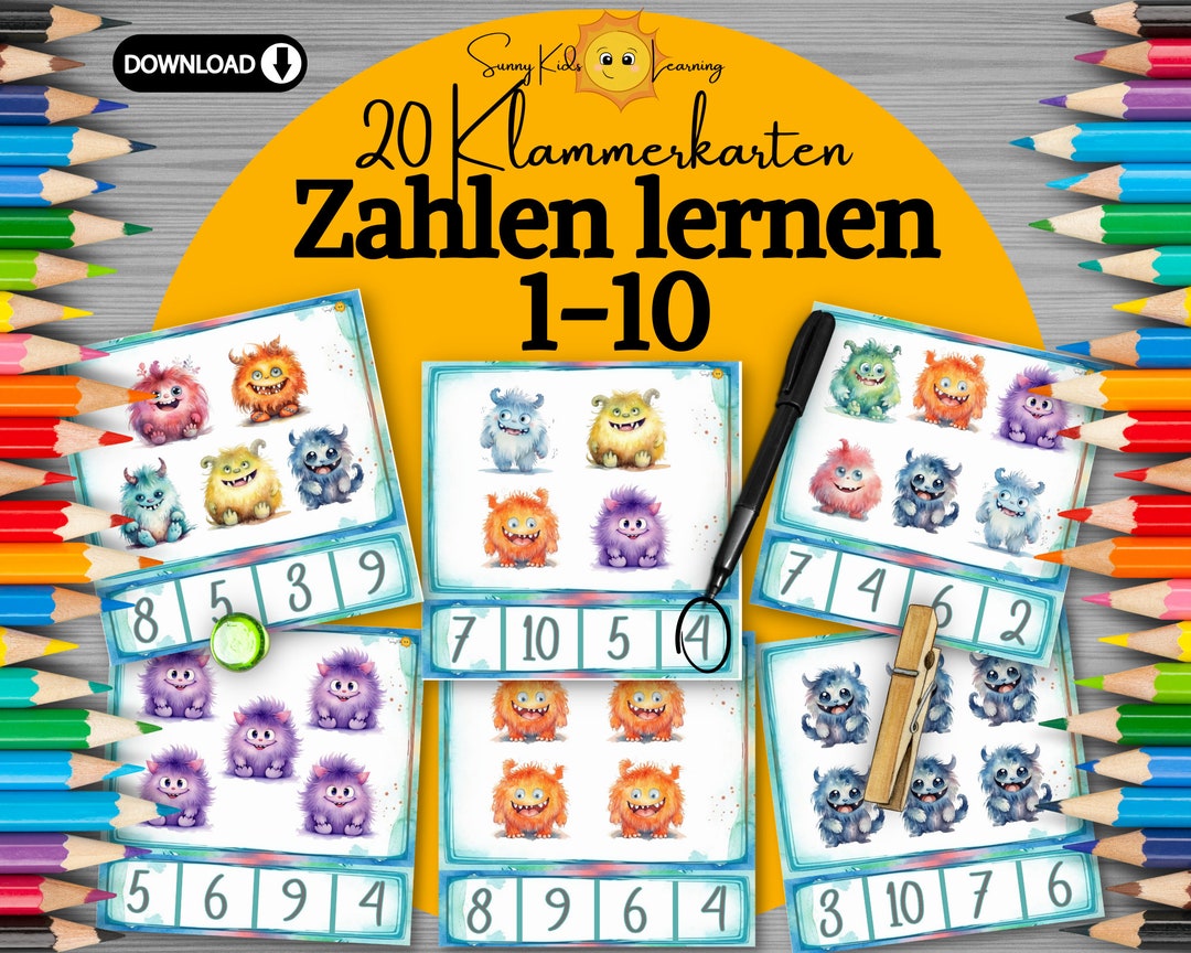 Zahlen Lernen 1 Bis 10 Flash Cards Zahlen Digitaler Download - Etsy Canada