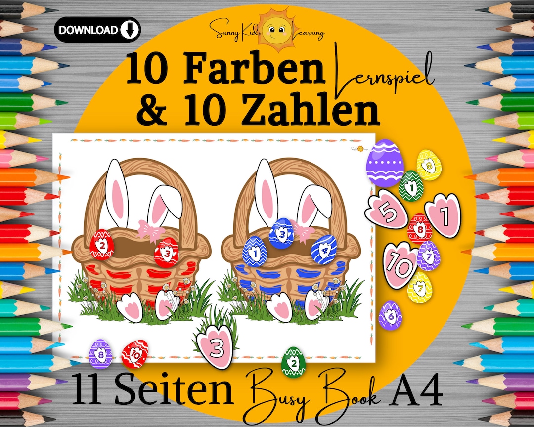 10 Farben & Zahlen Lernen 1-10, Lernspiel Übungen Zahl Frühförderung ...