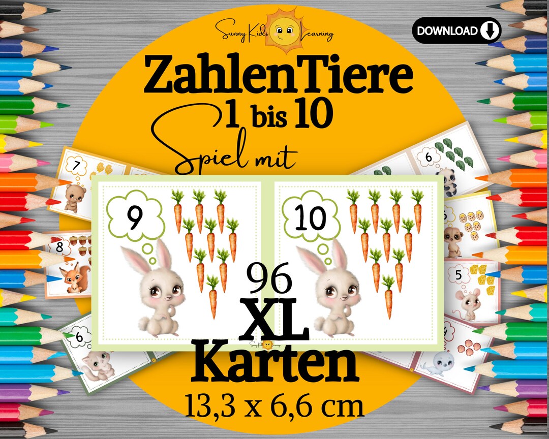 Zahlen Lernen 1-10, Zahlen Lernspiel Schule, Lernmaterial Nach ...