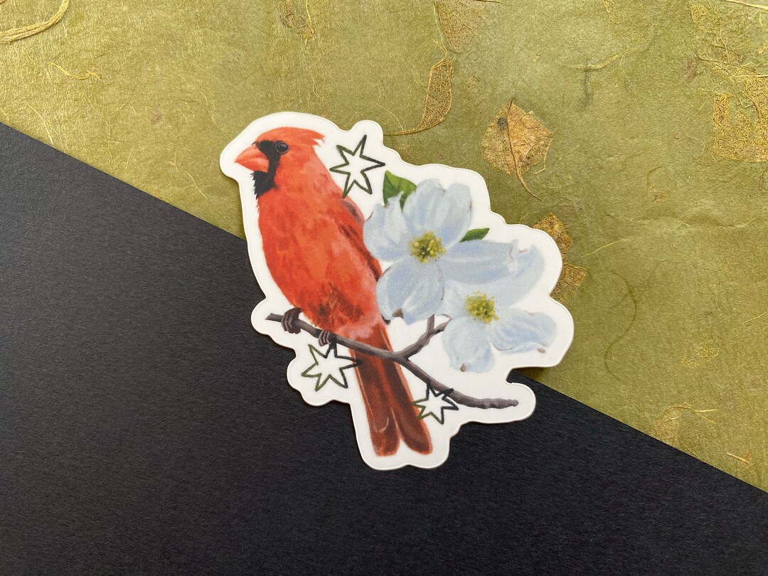 Cardinal in Dogwood Pinegrove Vinyl Sticker / Old Friends - Etsy
